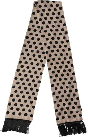 Dolce & Gabbana Homme, Accessoires, Multicolore, Taille: ONE Size Foulard en soie &agrave; pois et &agrave; franges