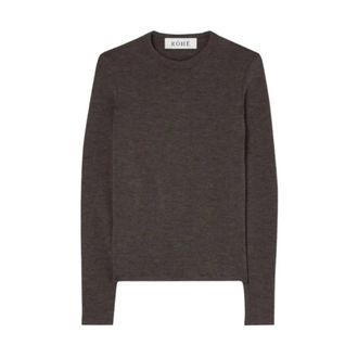 R&oacute;he Feiner Wollpullover mit Rundhalsausschnitt - - Knitwear - Damen - Braun - 2XS