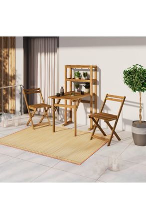 ambia GARDEN Balkonset, Akazie, Holz, Akazie, teilmassiv, X-Form, Tisch klappbar, Stuhl klappbar, Balkonm&ouml;bel, Balkonm&ouml;bel-Sets