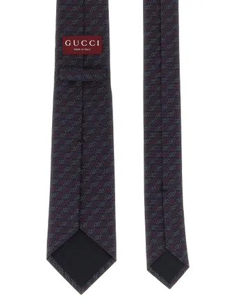 Gucci GG Jacquard Silk Necktie - Navy