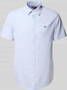 Tommy Jeans Regular Fit Freizeithemd aus Baumwoll-Leinen-Mix