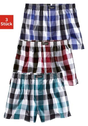 Le Jogger Webboxer LE JOGGER, Herren, Gr. 3, 3 Stk., bunt, Webqualit&auml;t, Obermaterial: 100% Baumwolle, kariert, bequem, Unterhosen, farbig kariert, Topseller