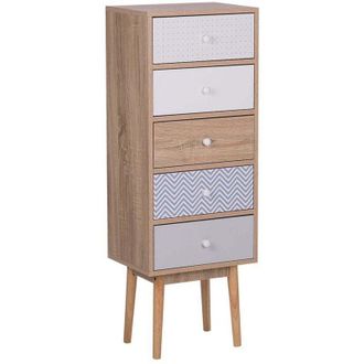 Beliani Commode de Type Chiffonnier Compos&eacute; de 5 Tiroirs aux Motifs Diff&eacute;rent avec Pieds en Bois dH&eacute;v&eacute;a Design Moderne 112 cm de Hauteur Beliani