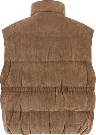 Brunello Cucinelli Corduroy Feather-Padded Vest - Beige