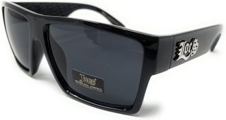 Locs 91105 Schwarze Sonnenbrille, authentische Gangster-Sonnenbrille, flache Oberseite, Lowrider Maddogger, Schwarz, Gr&ouml;&szlig;e L, Schwarz, Large