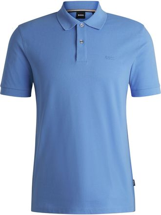 BOSS Herren Pallas Pallas Poloshirt aus Baumwoll-Piqué mit Logo-Details Blau L