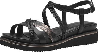 Tamaris Damen Plateau Sandalen Leder Sommer; BLACK/schwarz; 38 EU
