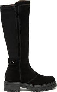 Nero Giardini I514843D Bottes Femme en Cuir Velours Et Mati&egrave;re Technique - Noir 37 EU
