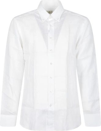 Etro Langarm Pegaso Logo Roma Button-Down-Hemd - - Shirts - Herren - Wei&szlig; - M