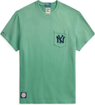 Ralph Lauren T-Shirt mit Brusttasche und New York Yankees-Aufn&auml;her in