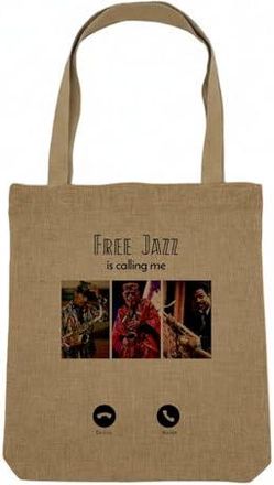 Fabulous Sac Shopping Tote Bag Aspect Lin - Free Jazz Is Calling Me Music Artists - Sac de Courses Toile Epaisse 360g Beige Naturel Cabas Port&eacute; Epaule Solide I