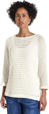 Street One A323140 T-Shirt &agrave; laspect tricot&eacute;, Blanc cass&eacute;, 44 Femmes