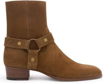 Saint Laurent Stiefel - Wyatt Harness Ankle Boots - Gr. 39,5 (EU) - in Braun - für Damen