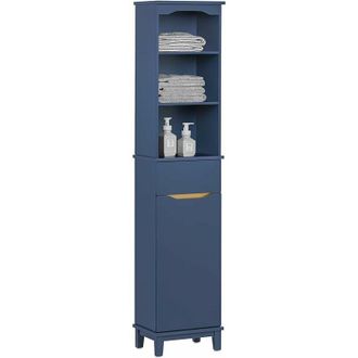 SoBuy Sobuy - BZR112-B Hochschrank Badezimmer Schrank Badschrank schmal Badregal Badezimmerschrank Badezimmerm&ouml;bel Blau bht ca. 35x170x30cm