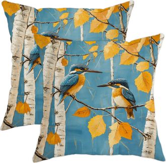 Generic Herbstvogel Dekokissen Atmungsaktiv Kissenh&uuml;lle Komfort Zierkissenbezug F&uuml;r Balkon Heimdekoration Sofa 45X45Cm 2Er Set