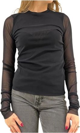 Meimeij Femme, Tops, Noir, Taille: 38 FR Maglia manica lunga effetto trasparente