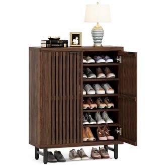Tribesigns 6-Tier Retro Schuhschrank f&uuml;r Schlafzimmer Flur Wohnzimmer, 24 Paar Schuhe Lagerung mit T&uuml;ren, verstellbare Regale