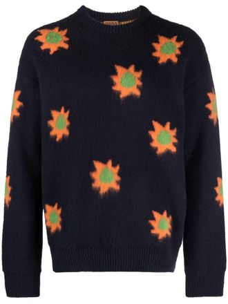 Ermenegildo Zegna pull en intarsia à effet brossé - Bleu