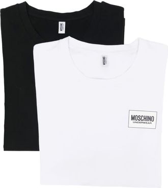Moschino lot de deux t-shirts en coton à patch logo - Noir