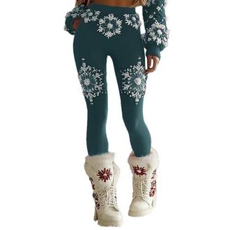 Generic Legging de No&euml;l artificiel en forme de flocon de neige pour femme - Legging doux et chaud en tricot avec imprim&eacute; de flocons de neige r&eacute;tro - Pantalon 