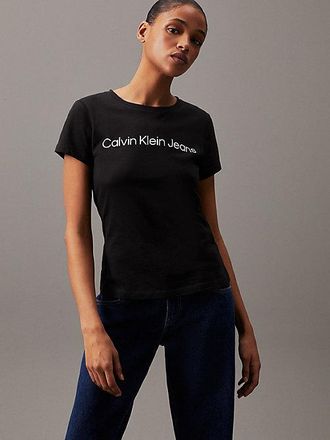 Calvin Klein Schmales Logo-t-shirt Aus Baumwolle - Ck Black - Damen - M