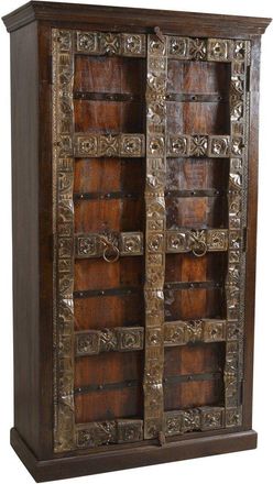 SIT-M&ouml;bel Almirah 5164-30 kolonialer Schrank, zwei T&uuml;ren, recyceltes Holz, Metallapplikationen, 100x45x180 cm