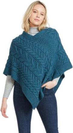 Aran Woollen Mills Ladies Aran Cable Knit Triangular Poncho