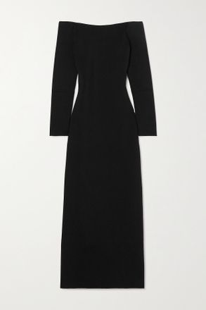 The Row Teresina Schulterfreies Maxikleid Aus Stretch-jersey - Schwarz