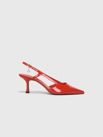 Maje Escarpins Slingback En Cuir Vernis - Rouge - Maje