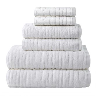 SKL Home CloudSoft Handtuch-Set, Baumwolle, 6-teilig, Wei&szlig;