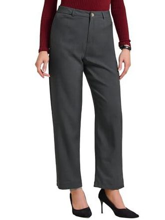 Allegra K Pantalon Long Femme Taille Haute Style Formel Et D&eacute;contract&eacute; Id&eacute;al pour Le Travail Ou Le Bureau Gris XXL