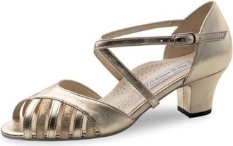 Werner Kern Coleen Chaussures de danse pour femme - En cuir platine/beige - Largeur normale : 4,5 cm - Cuban - Fabriqu&eacute;es en Italie, Beige platine, 36 2/3 EU