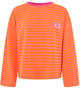 Zwillingsherz Sweatshirt Perfectly Imperfect oversize, Streifenmuster, Patch, weite &Auml;rmel, Rundhals