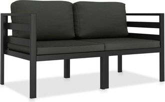 vidaXL 2-tlg. Garten-Sofagarnitur mit Auflagen Aluminium Anthrazit Vidaxl