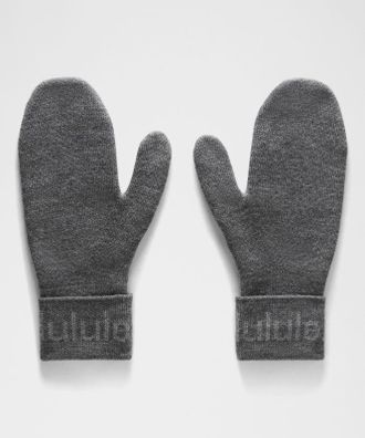 lululemon Wordmark Merino Wool Mittens - Gr&ouml;&szlig;e XS/S in Heathered Graphite Grey/Heathered Asphalt Grey