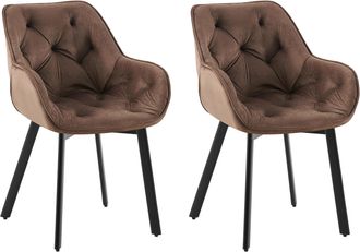 Clp Esszimmerstühle 2er Set ergonomisch Antigo, Armlehne gepolstert, 180° Drehfunktion, schwarzer Samtbezug, Küchenstuhl mit Metallgestell, Farbe:braun