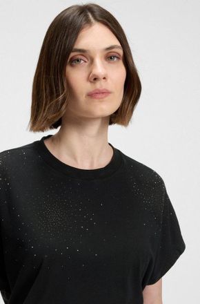 HUGO BOSS T-Shirt Emason Hotfix Premium Damenmode Oversized Fit mit Rundhals, Glitzer-Applikation