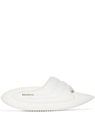 Balmain claquettes B-IT en cuir matelass&eacute; - Blanc