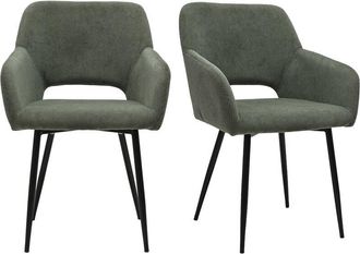 Miliboo Miliboo - Samtgr&uuml;ne Cordst&uuml;hle mit schwarzem Metallgestell (2er-Set) laurette