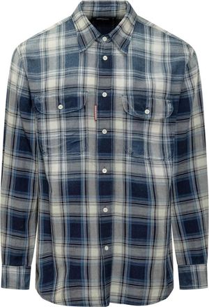 Dsquared2 Homme, Chemises, Bleu, Taille: L Checked Pocket Shirt
