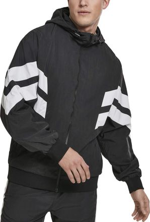 Urban Classics Herren Crinkle Panel Track Jacket Jacke, Black (Blk/Wht 00050), 5XL Große Größen EU