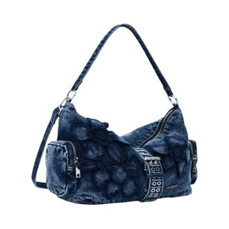 Desigual Femme, Sacs, Bleu, Taille: ONE Size Sac &agrave; main avec fermeture &eacute;clair et bandouli&egrave;re