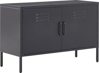 Beliani Sideboard 2 Türen 2 Griffe Stahl schwarz herausnehmbarer Regalboden Uria