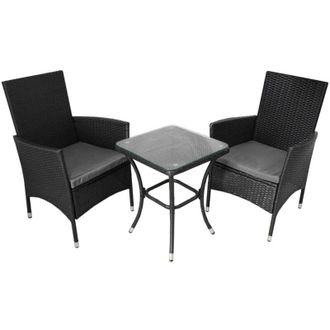 Jardi Monster Shop - Gartenm&ouml;bel Set Bistroset Sitzgruppe Rattan Gartenset Gartenst&uuml;hle mit Tisch