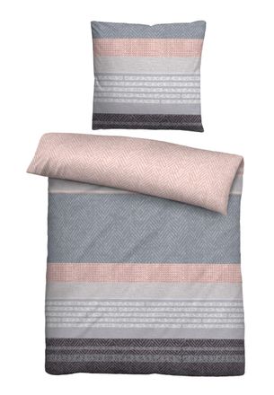 Biberna Feinbiber Bettwäsche 0004104 QUERMUSTER 1x 155x220 cm + 1x 80x80 cm, Silber/grau