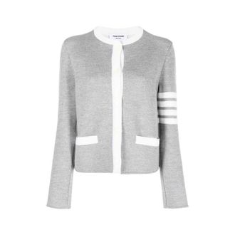 Thom Browne Woll-Cardigan mit 4-Bar-Design - - Knitwear - Damen - Grau - 2XS