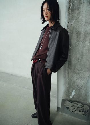 Mango Lederjacke mit Reverskragen schwarz - Damen - XS - MANGO