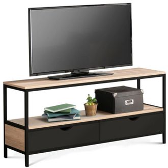 IDMarket Idmarket - TV-M&ouml;bel 113 cm 2 Schubladen schwarz boston Industriedesign