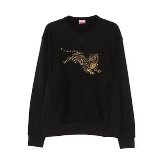 Kenzo Jumping Tiger Pailletten-Stickerei Sweatshirt - - Sweatshirts & Hoodies - Herren - Schwarzk - S
