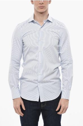 Finamore MILANO ZANTE Striped Cotton Poplin Shirt size 38